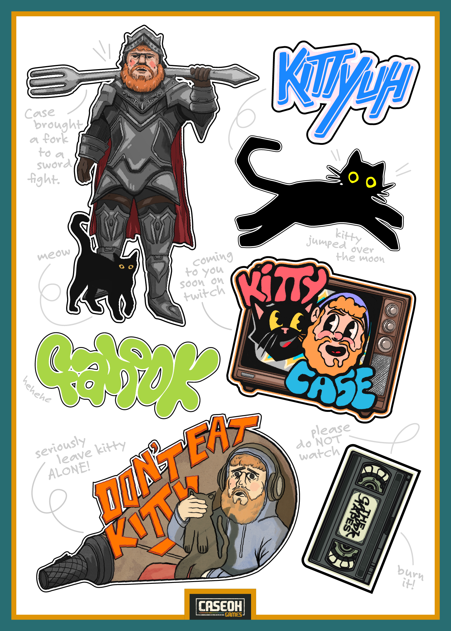 CaseOh & Kitty Sticker Sheet – Caseoh Merch Store