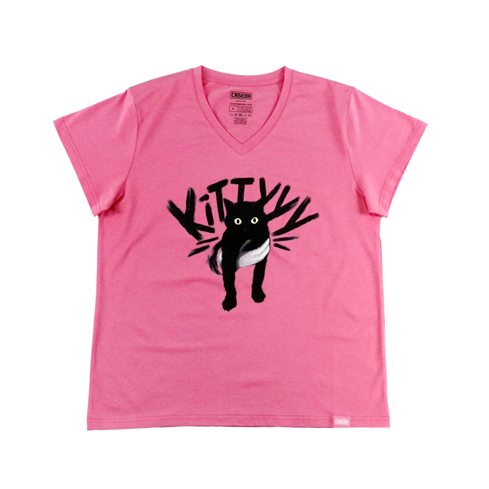 CaseOh's Kitty Women's V-Neck (Dark Pink) – Caseoh Merch Store